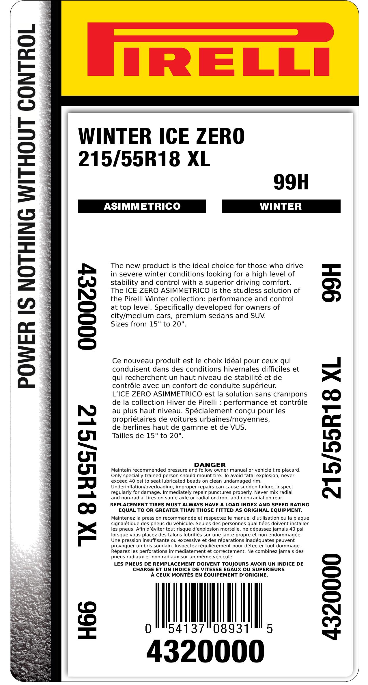 ICE ZERO™ ASIMMETRICO 215/55R18 | Pirelli