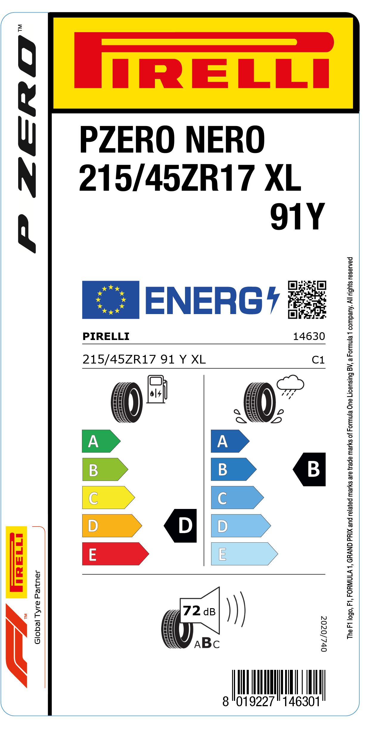 Pneu PIRELLI 215/45R17 91Y PZERO NERO XL - Feu Vert