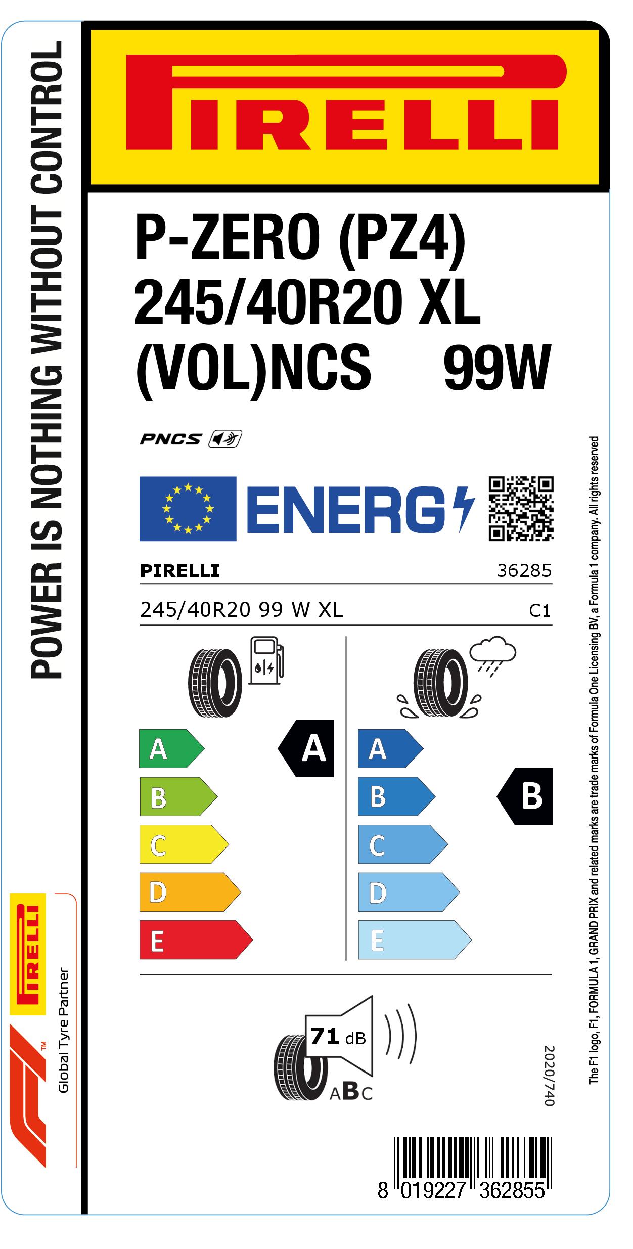 P ZERO™ (PZ4) 245/40R20 99W XL VOLVO PNCS | Pirelli
