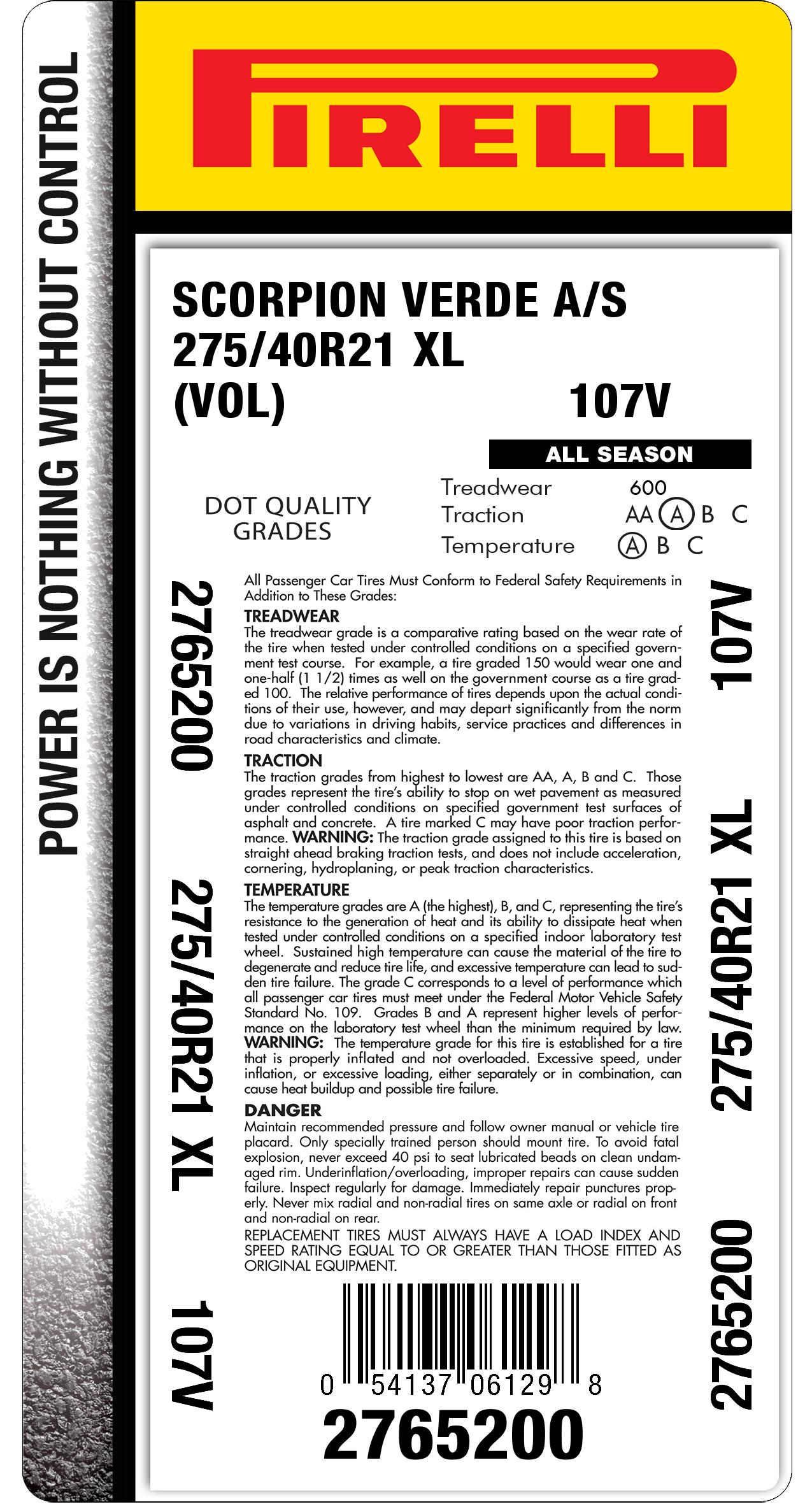 SCORPION™ VERDE ALL SEASON 275/40R21 | Pirelli